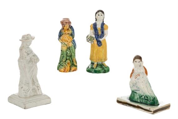 Staffordshire | FOUR STAFFORDSHIRE PRATTWARE POTTERY FIGURES (Early 19 ...