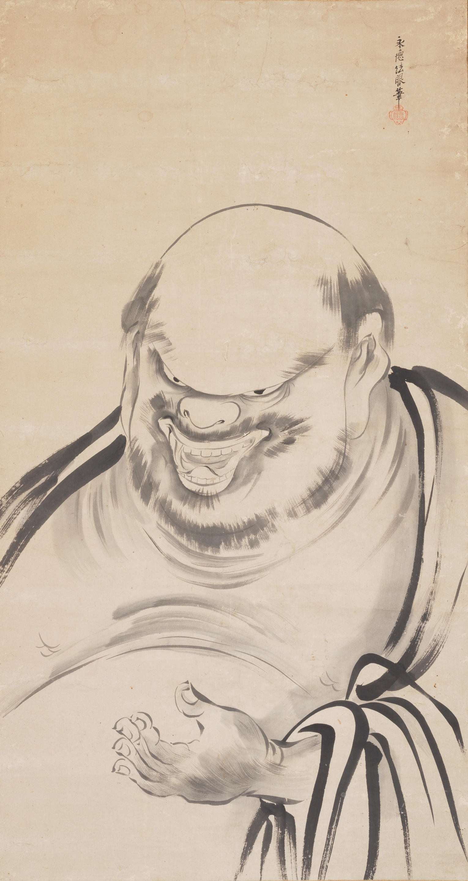 Kano School, 18th century | Hotei Rubbing His Belly (18th Century ...