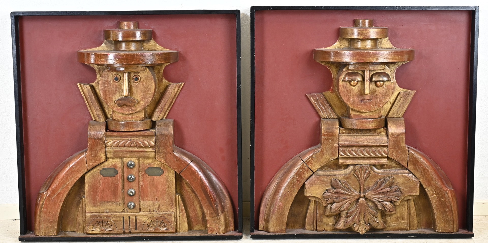 Robert Michiels | Twee grote houten wandreliëfs van Robert Michiels ...