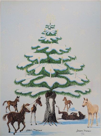 Jean Marais | Snowy Christmas Tree and Horses | MutualArt