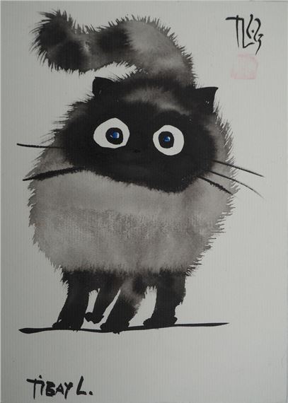 Laszlo Tibay | The kitten with blue eyes | MutualArt