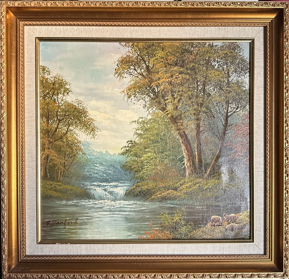 R. Danford | A gilt framed oil on canvas of a river scene by R. Danford ...