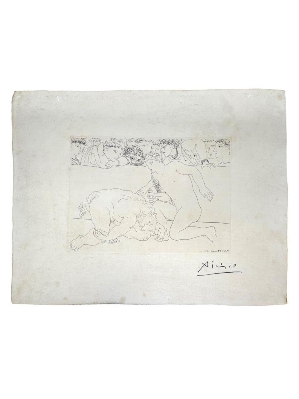 Pablo Picasso | Signed Pablo Picasso Minotaure Vaincu Etching | MutualArt
