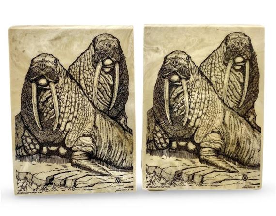 John Wills | Signed Washington Mint John Wills Walrus Bookends | MutualArt
