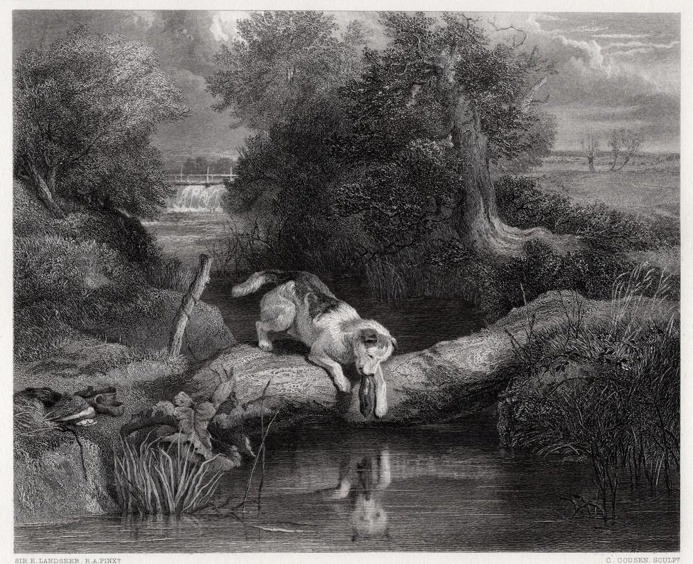 Edwin Landseer | FRAMED 1800s Edwin Henry LANDSEER Engraving The Dog ...