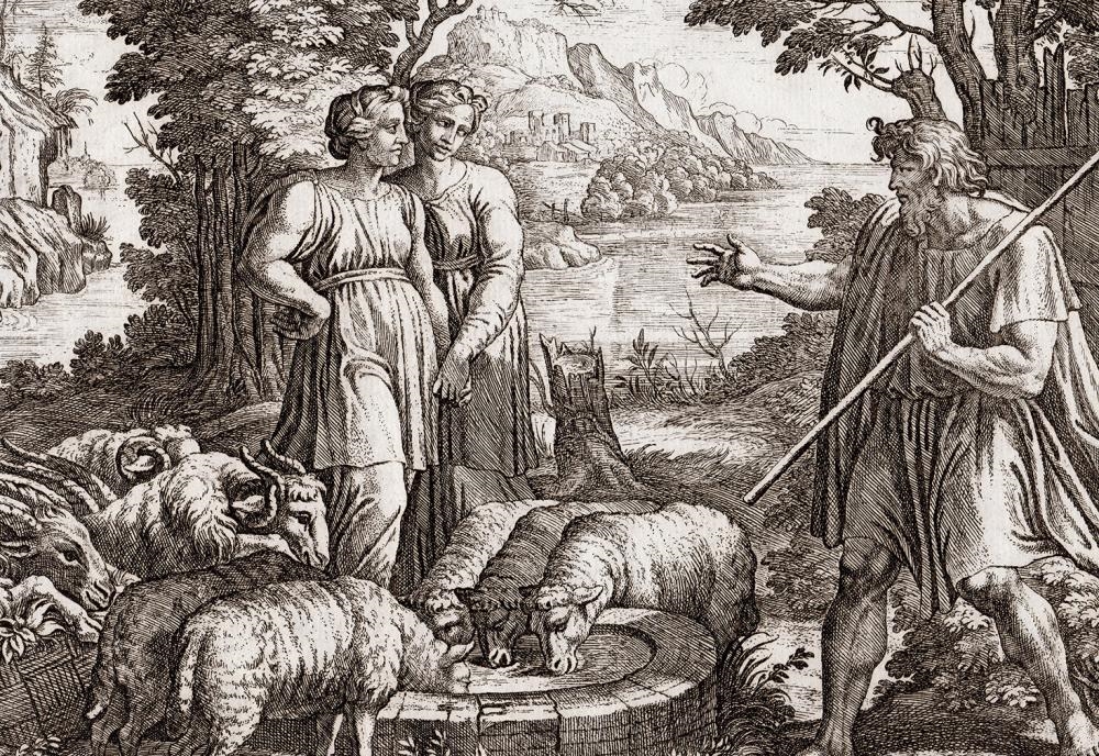 Raffaello Sanzio | Raphael 1649 Engraving Vatican Jacob Sees Rachel ...