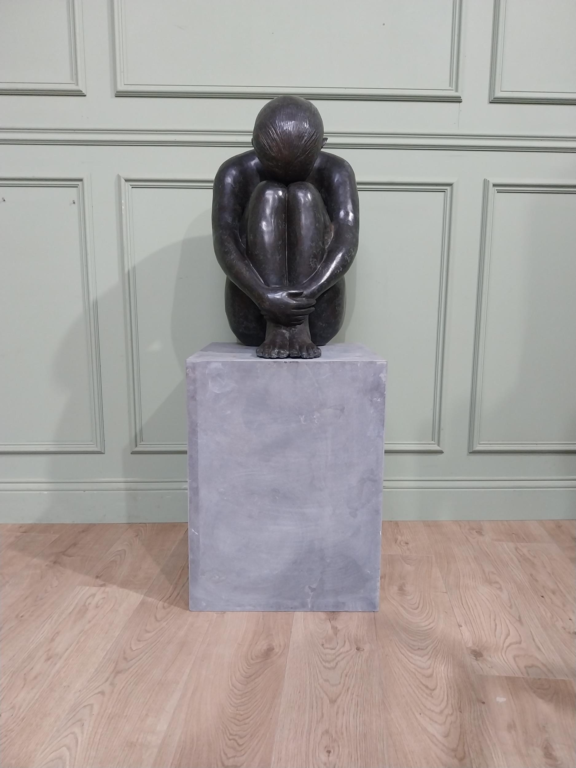 Contemporary School | Sculpture of Crouching Lady | MutualArt