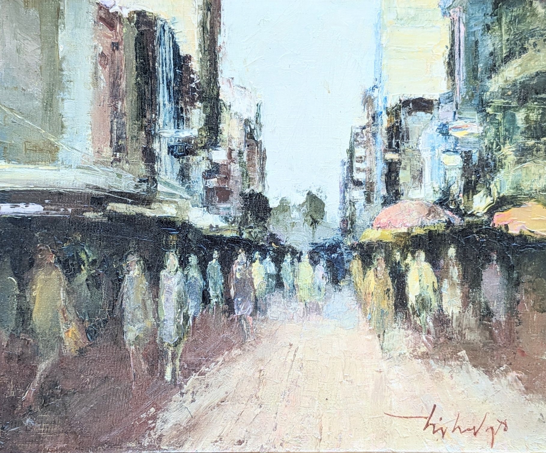 John Tiplady | 'Shoppers - Rundle Mall' oil on board | MutualArt