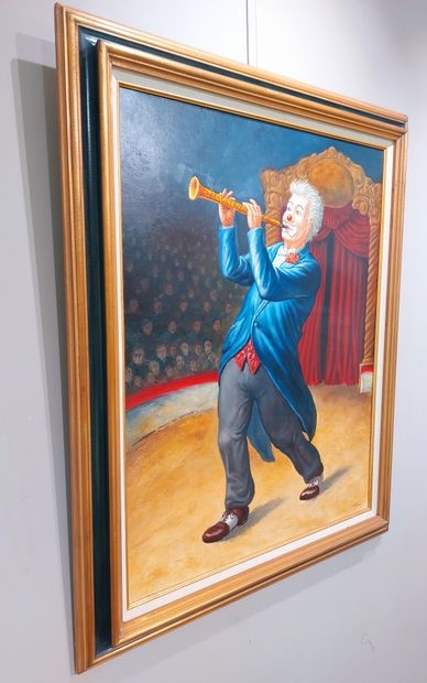 Guy Thomas | Guy THOMAS The clown with the clarinet Oil on canvas 73 x ...