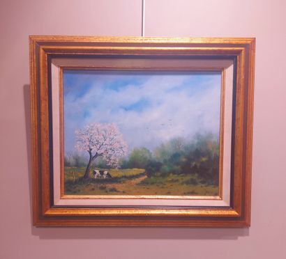 Pierre Le Preux | Pierre PREUX Apple tree in bloom Oil on canvas 33 x ...