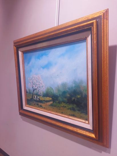 Pierre Le Preux | Pierre PREUX Apple tree in bloom Oil on canvas 33 x ...