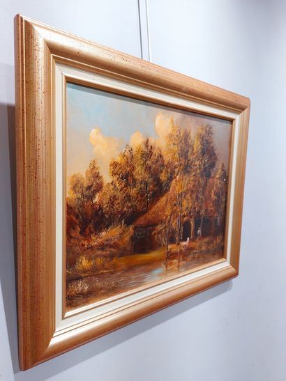 Max Henri | Max HENRI Farm and pond Oil on canvas 33 x 41 cm | MutualArt