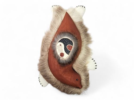 Eddie Lee Lynd | Wooden Seal Wall Hanging w/ Fur Accents | MutualArt