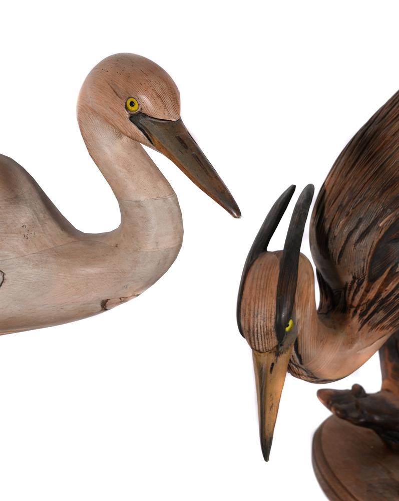 Tom Taber | A PAIR OF CARVED WOOD MODELS OF HERONS (Late 20th Century ...
