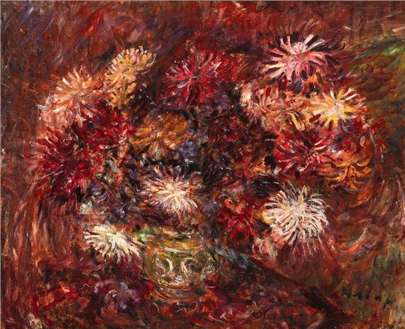 János Halápy | Vörös dáliák (Dáliák sárgaréz edényben | MutualArt