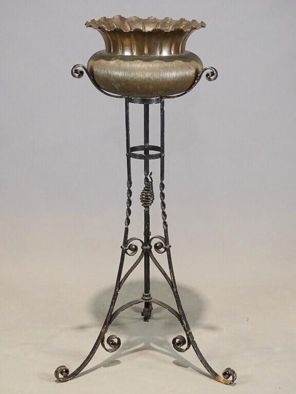 Planters | Pair Wrought Iron and Copper Planters | MutualArt