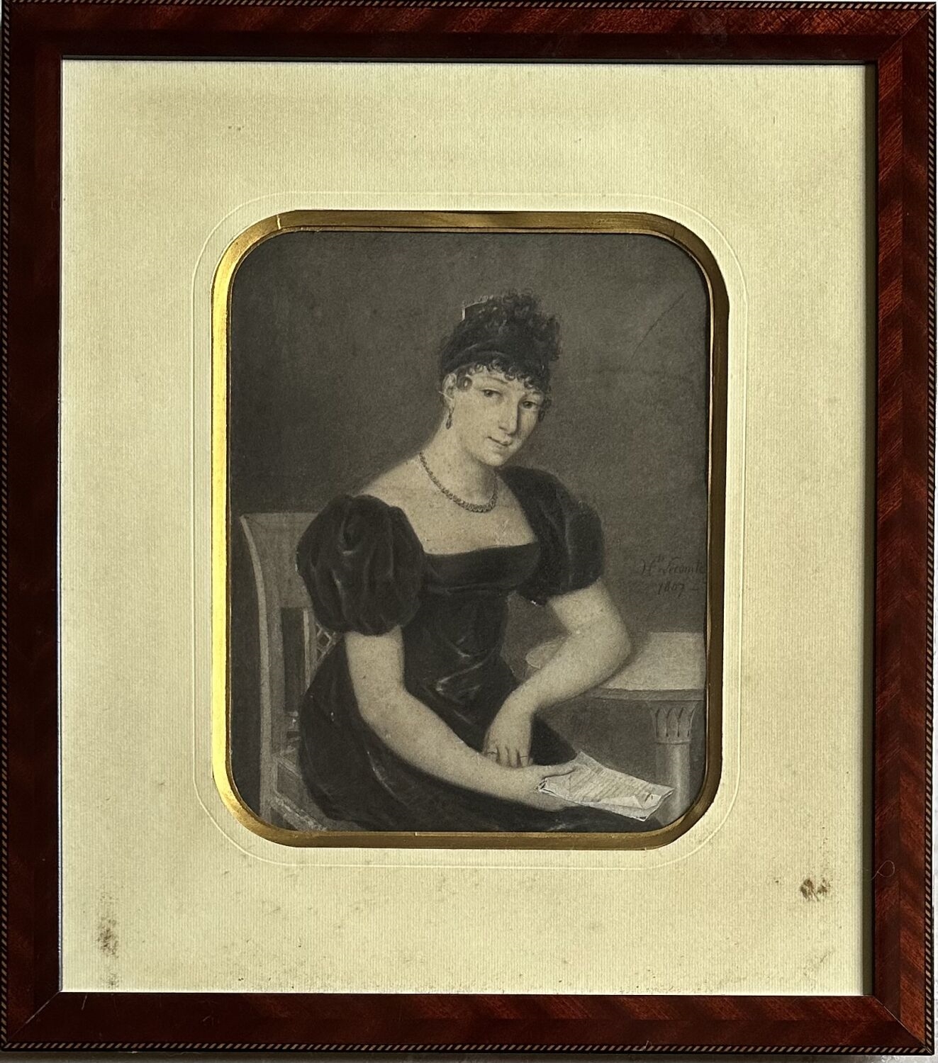 Hippolyte Lecomte | Portrait de de dame (1807) | MutualArt