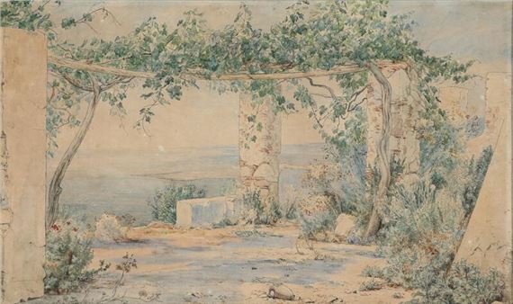 Carl Frederik Aagaard | View from a pergola in Taormina (Circa 1870 ...