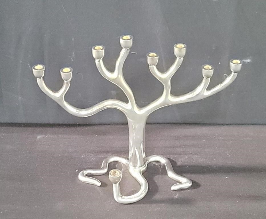 Rosenthal | Signed Sandra Kravitz chrome menorah by | MutualArt