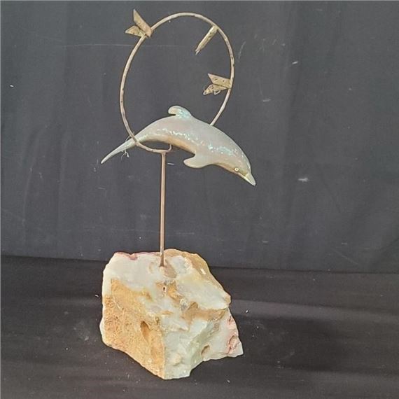 Curtis Jeré | Curtis Jere-style dolphin sculpture on rock | MutualArt