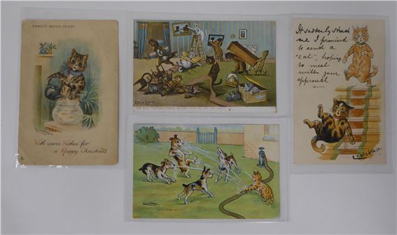 Louis Wain | Four original Louis Wain coloured printed postcards ...
