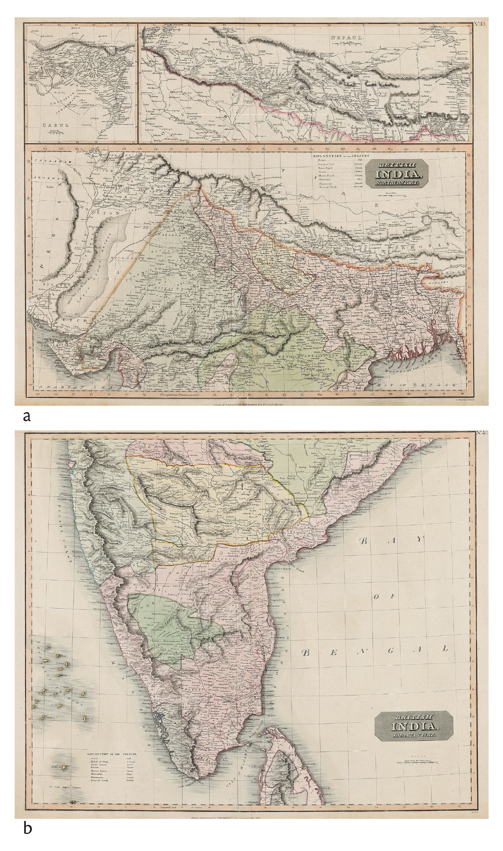 John Thomson of Duddingston | Map of India with Nepal (Set of 2 maps ...