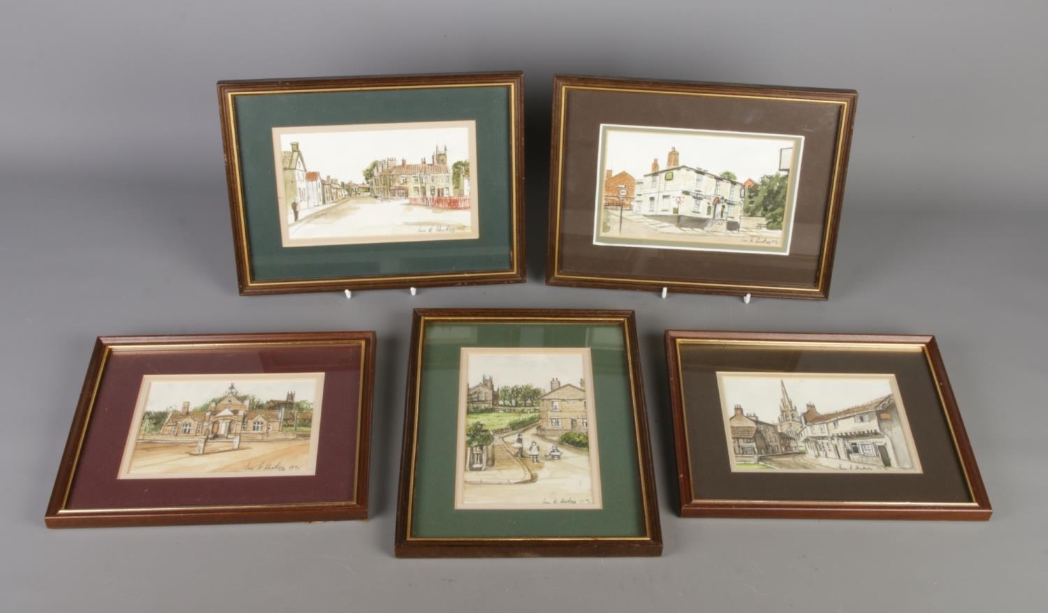 Ian K. Hickey | Five vintage framed watercolours on paper, signed and ...
