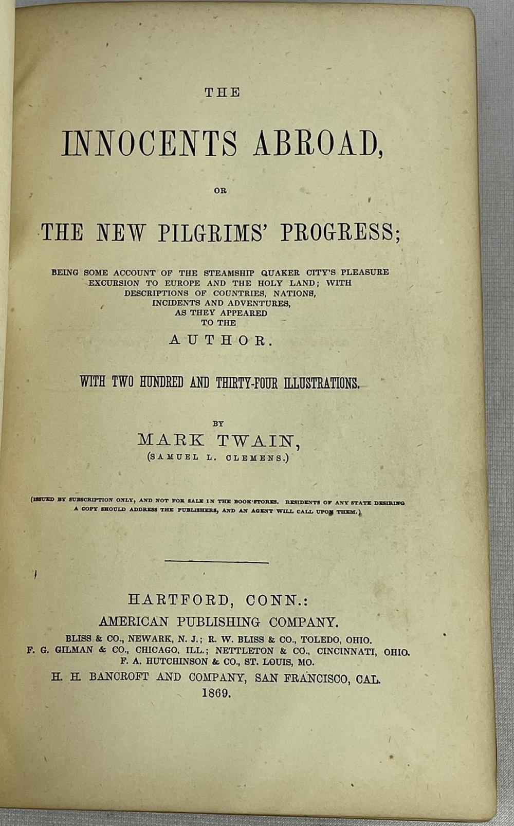 Mark Twain | 1869 Innocents Abroad or The New Pilgrims' Progress by ...