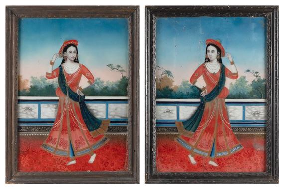 Indian School | PAIR OF INDIAN REVERSE PAINTINGS ON GLASS (20th Century ...