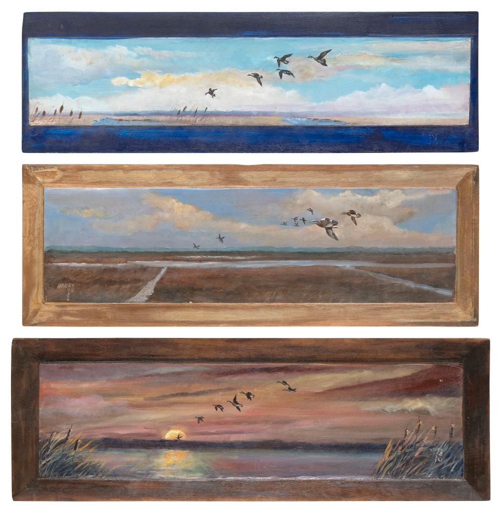 Harry Ross | Three works depicting ducks in flight | MutualArt