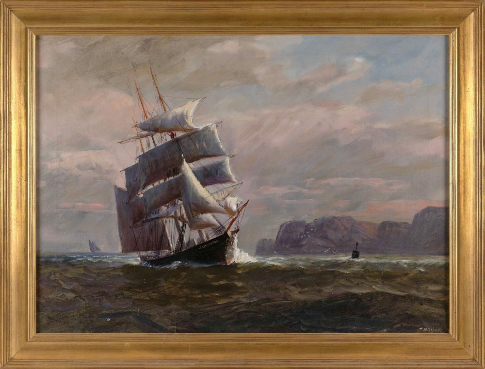 William Frederick Paskell | Ship under sunset skies | MutualArt