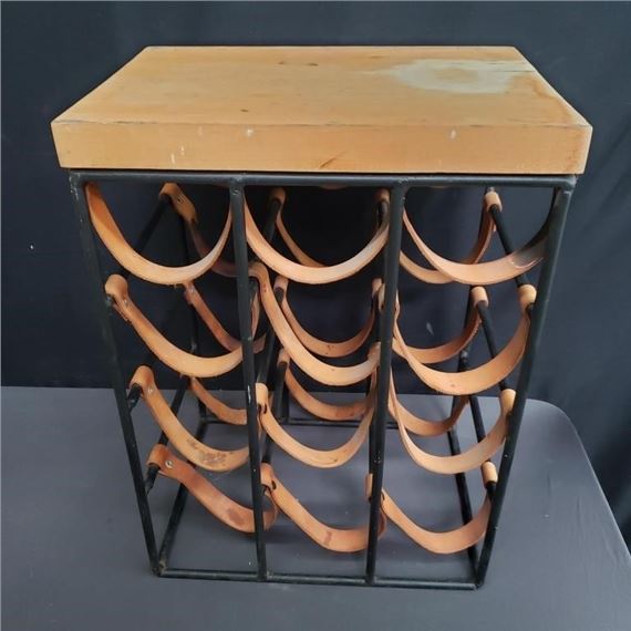 Arthur Umanoff | Arthur Umanoff iron and leather wine rack | MutualArt