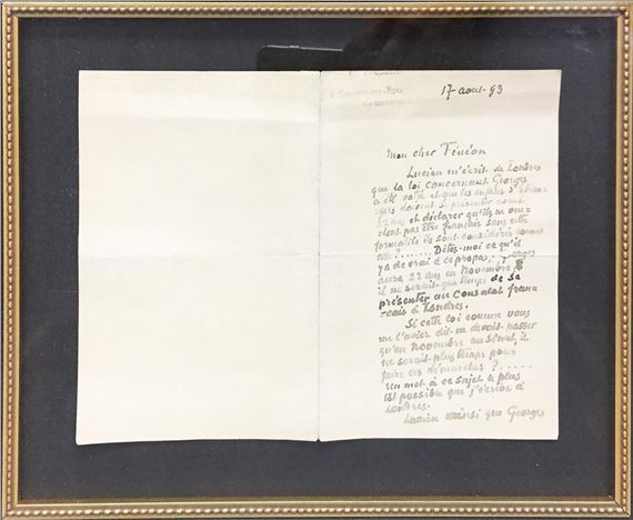 Camille Pissarro | Camille Pissarro - Hand Written Note (1883) | MutualArt