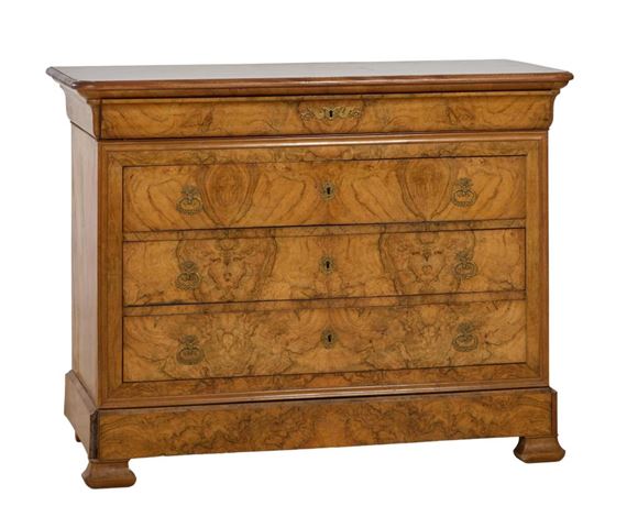 Louis Philippe | French Louis Philippe Burled Walnut Commode | MutualArt