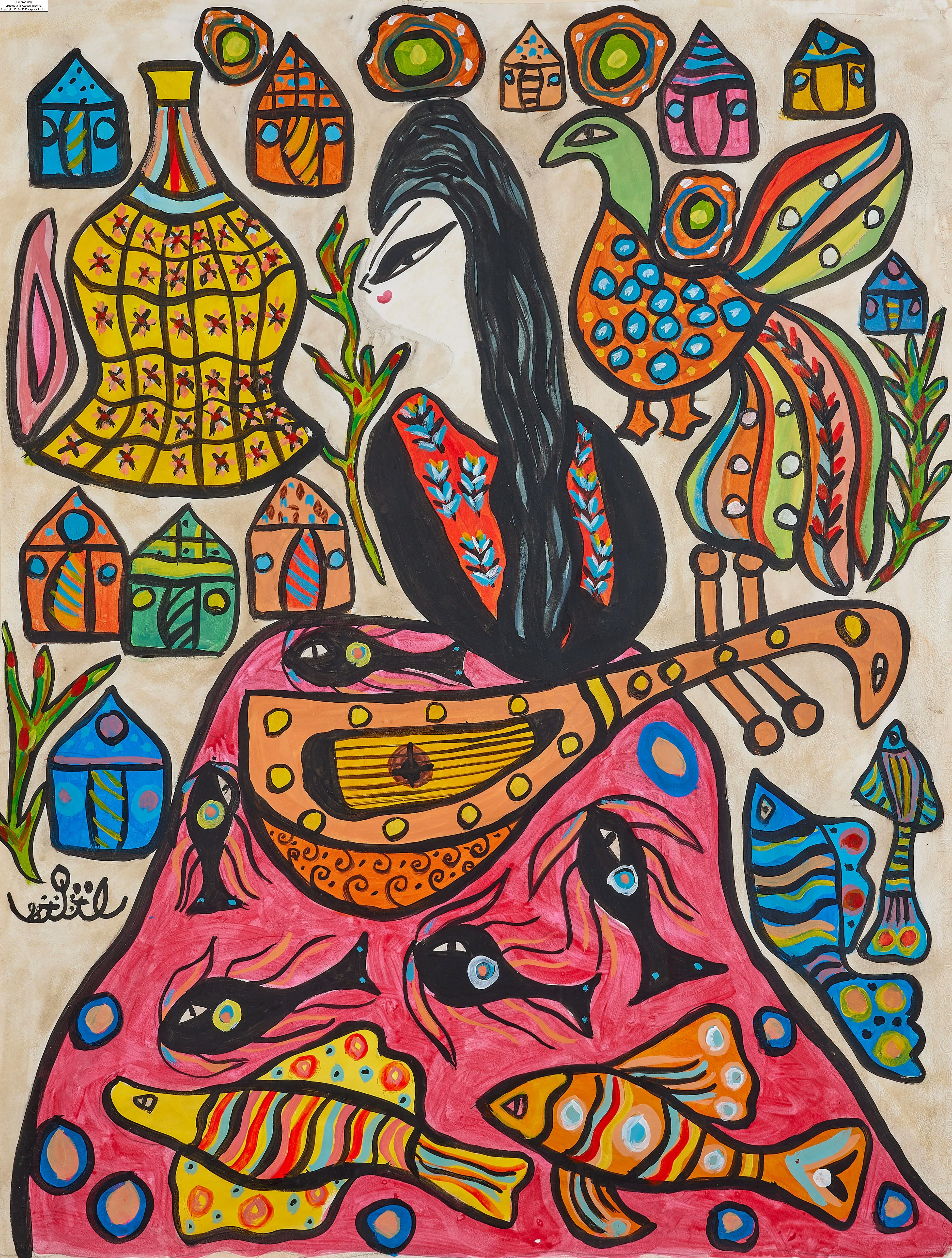 Baya Mahieddine | Femme à la mandoline (1998) | MutualArt