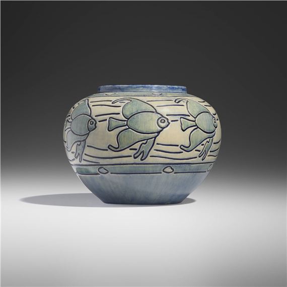 Newcomb College | Early vase with stylized angelfish (1905) | MutualArt