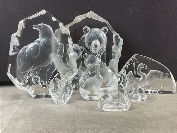 Mats Jonasson | Mats Jonasson engraved crystal sculptures (7)) with ...