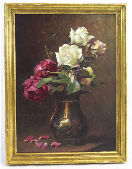 Frederick Hall | Jug with Roses still life (1860 - 1948) | MutualArt