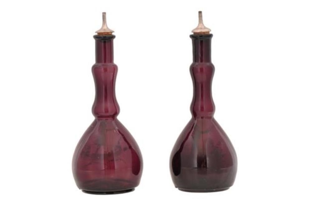Mary Gregory | Antique Mary Gregory Barber Bottles (2 | MutualArt