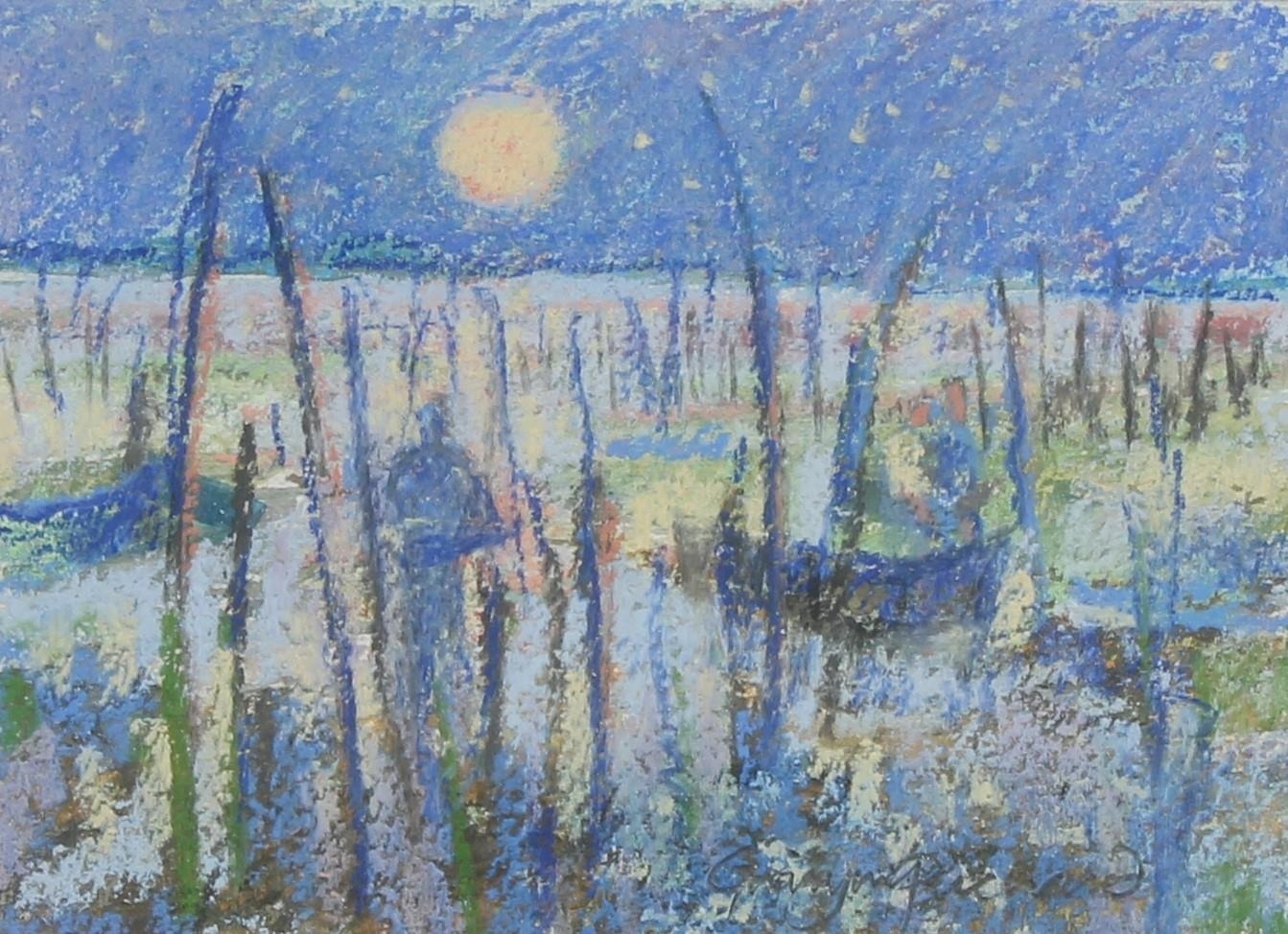 Gwilym Prichard | figures in a moonlit field (1931) | MutualArt