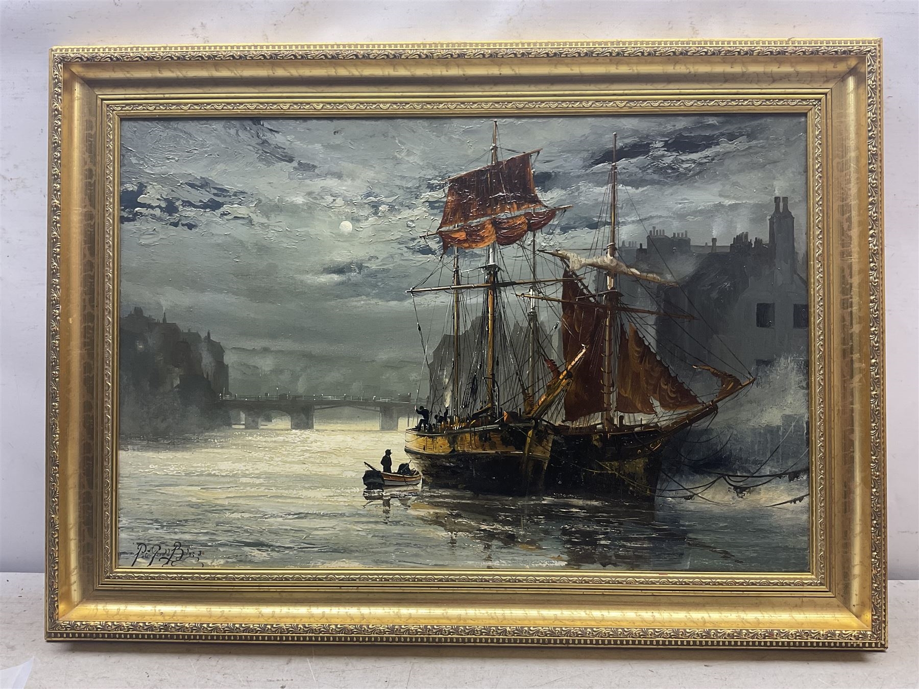 Peter Gerald Baker | Moonlight Over Whitby Harbour | MutualArt