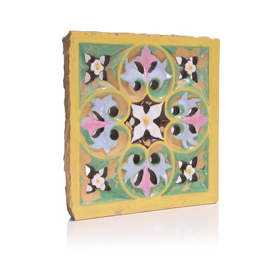 Awn Pugin | a polychrome majolica pottery tile | MutualArt