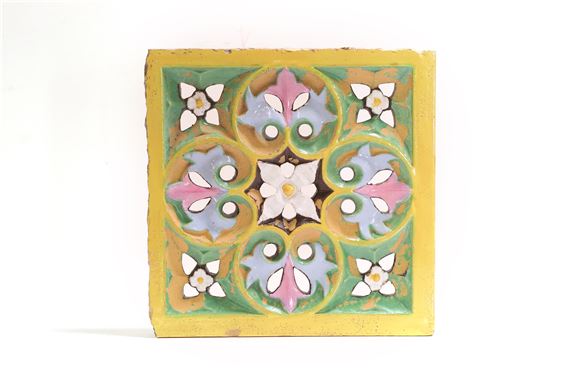 Awn Pugin | a polychrome majolica pottery tile | MutualArt