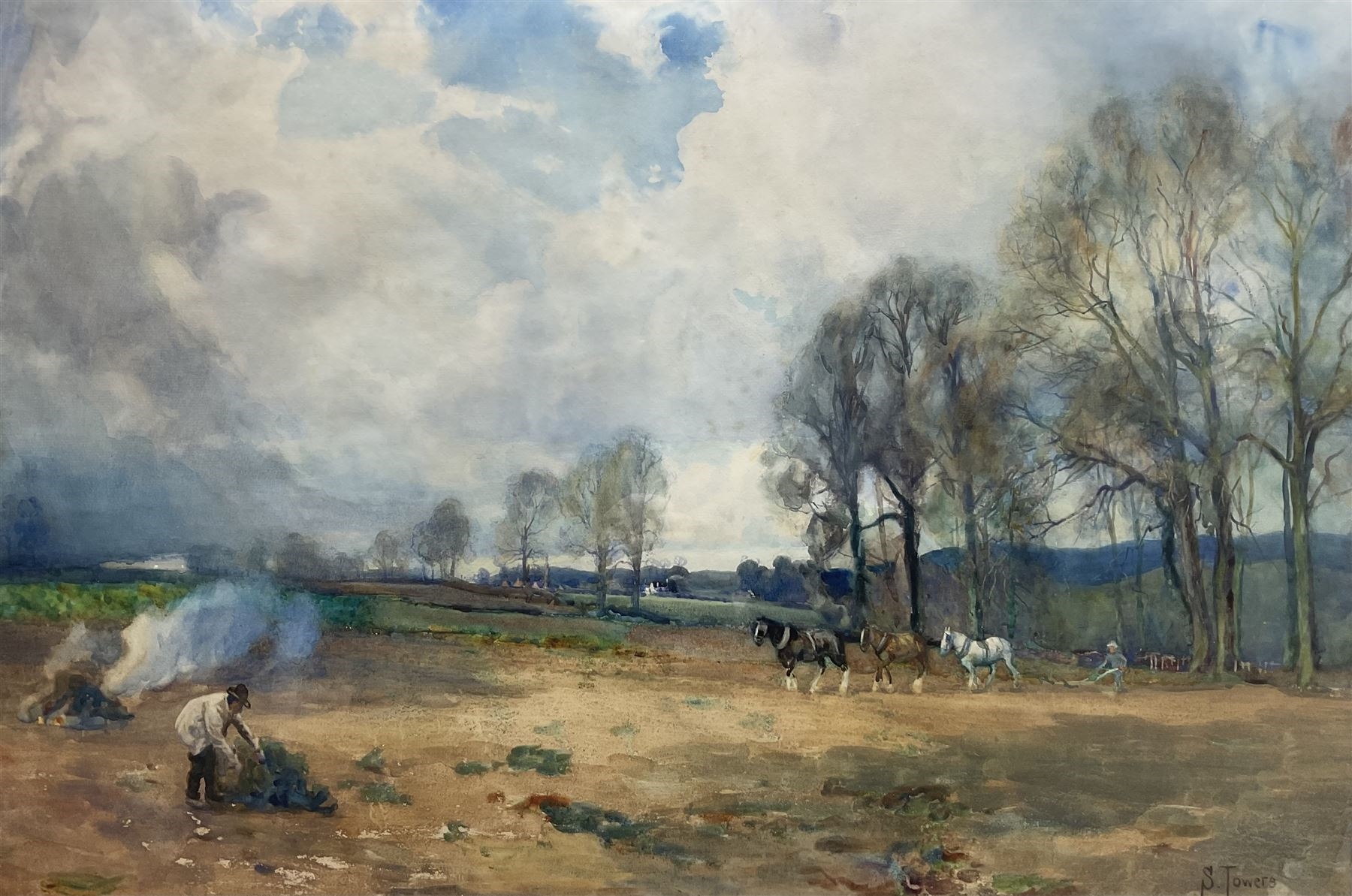 Samuel Towers | Horses Working the Field | MutualArt
