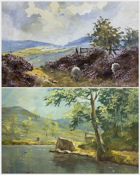 Lewis Creighton | Woodland Stream and Sheep in Landscape | MutualArt