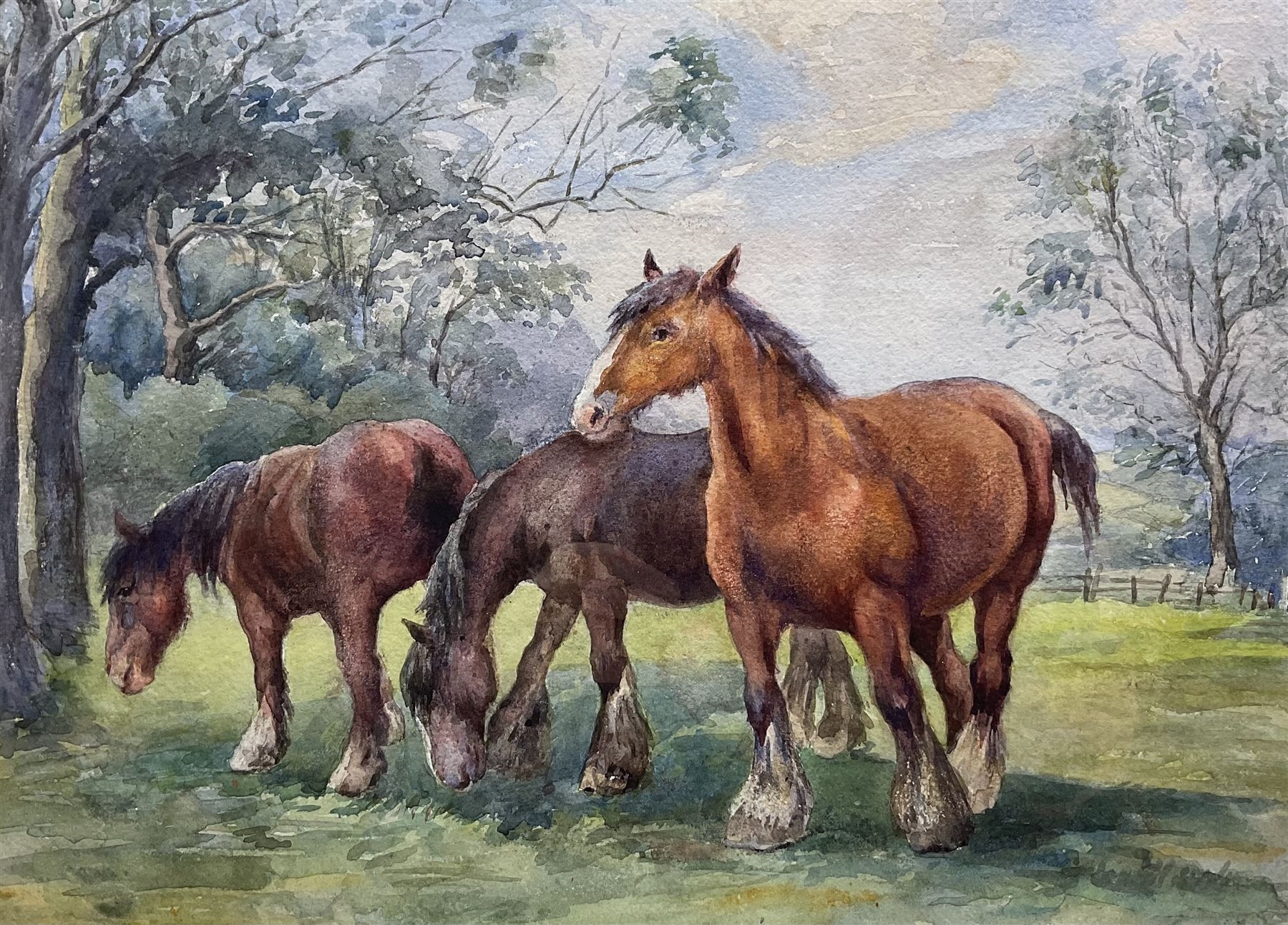 Rosemary Sarah Welch | Shire Horses Grazing | MutualArt