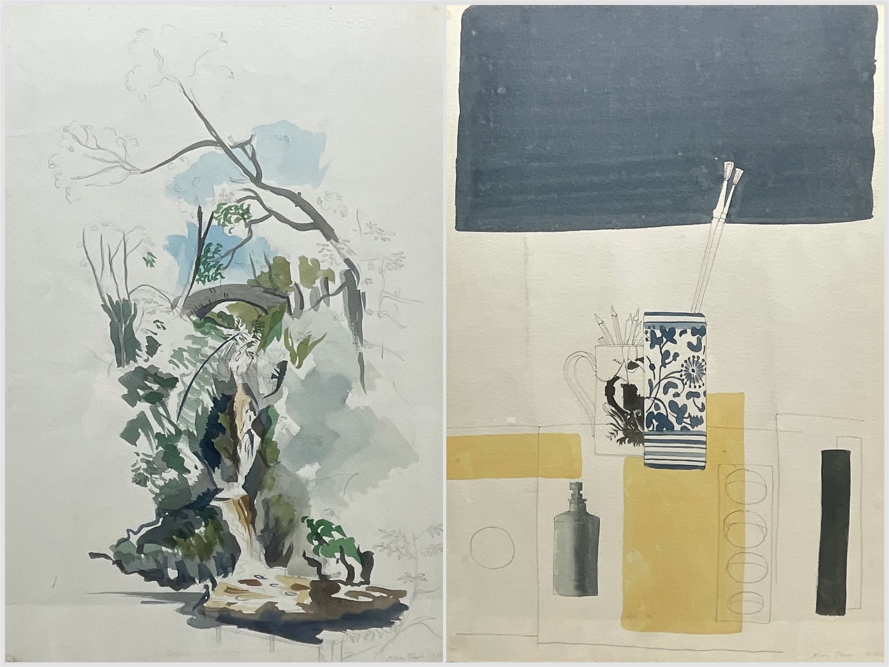 Alan Powers | The Artists Desk and A Waterfall (1973 - 1974) | MutualArt