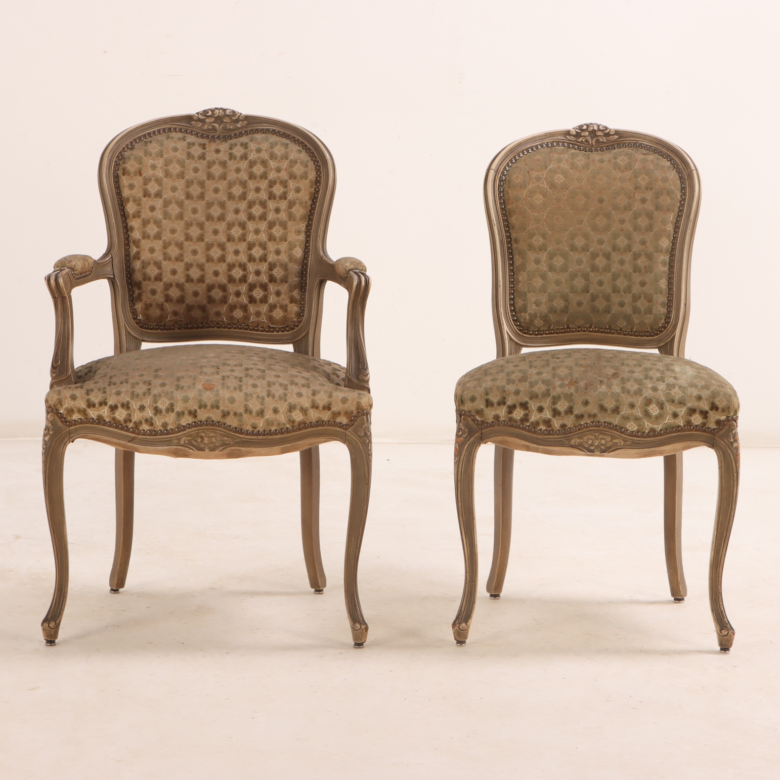 Ed French | Ten painted French Louis XV style dining chairs with two ...