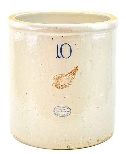 Red Wing Pottery | RED WING TEN GALLON STONEWARE CROCK | MutualArt