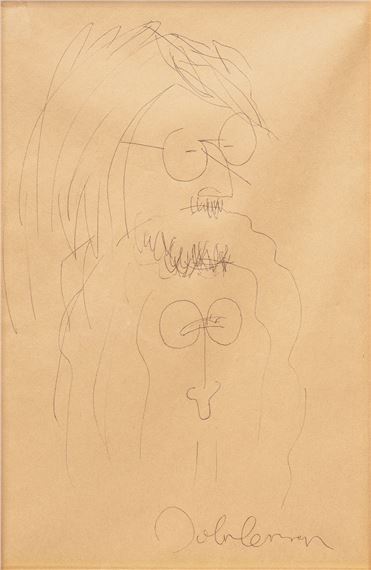 John Lennon | John Lennon (British, 1940-1980) Pen And Ink on Tan Paper ...